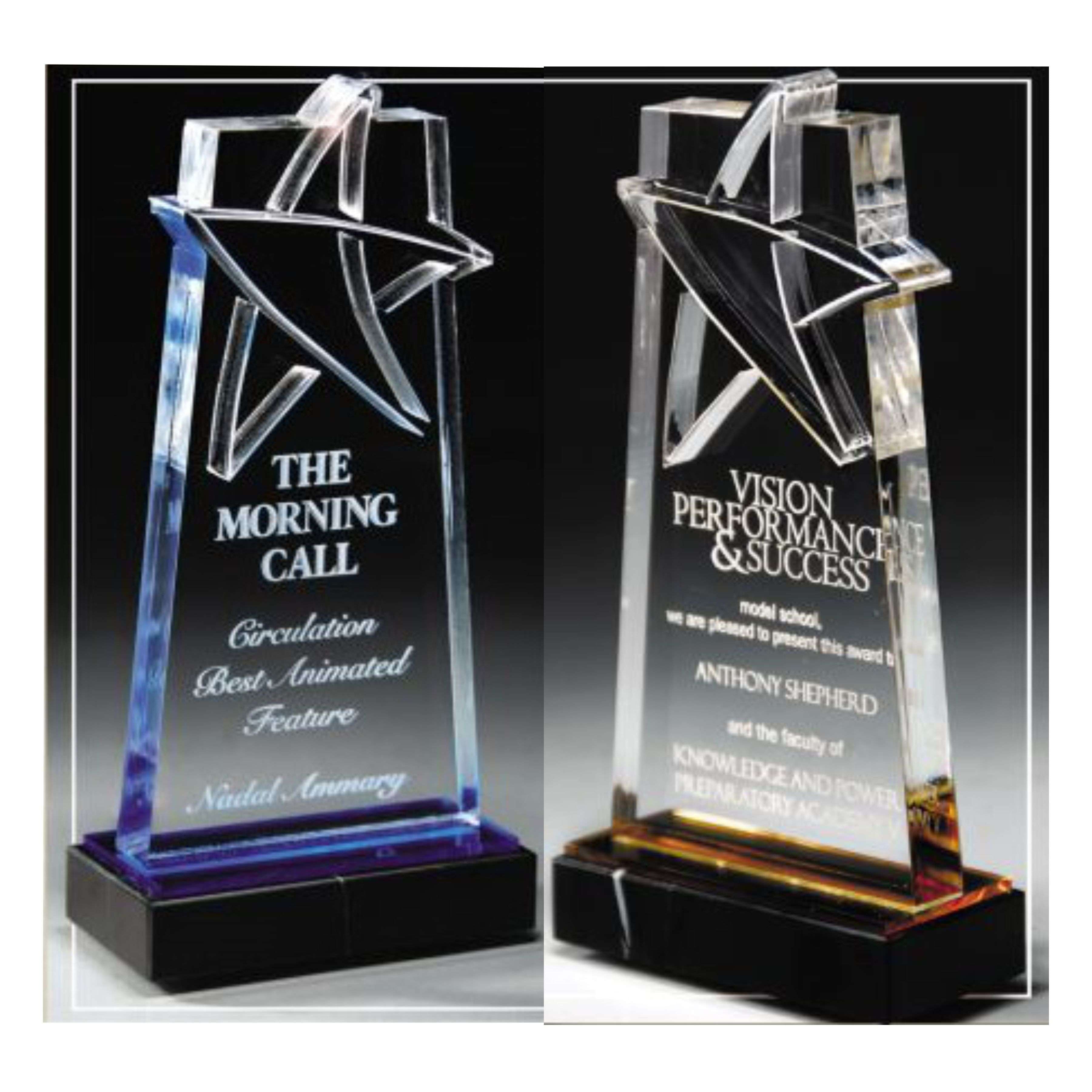 Star Gazer Tower Acrylic Corporate Award, Blue or Gold - 7 Inch Tall ...